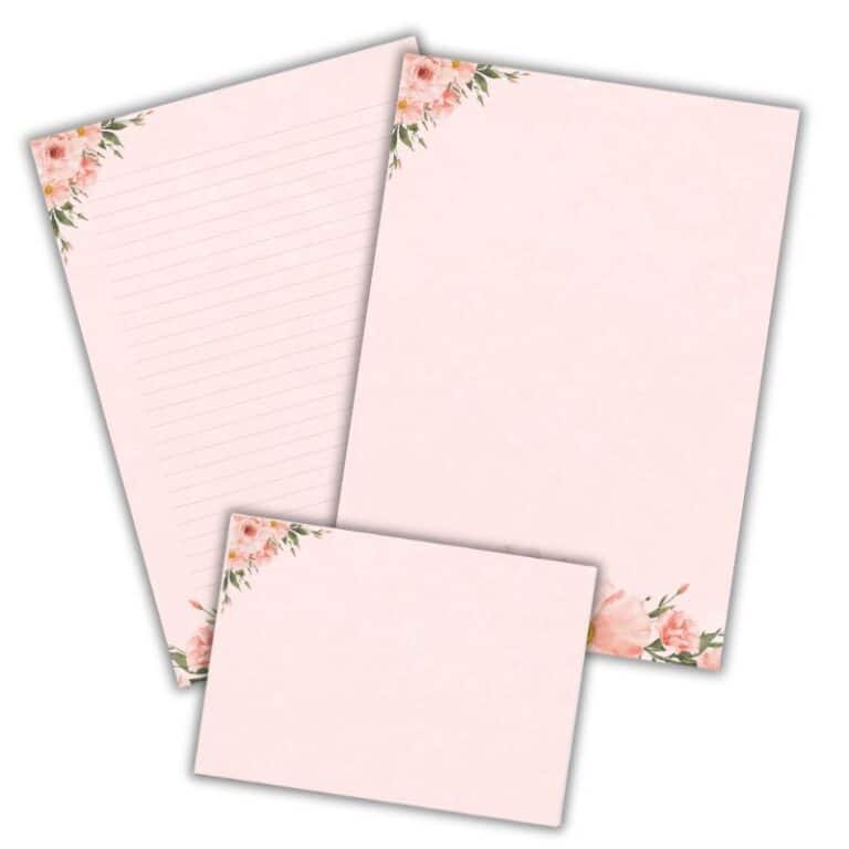 Download: Brevpapir med Lyserøde Blomster – Print-Selv – MinBlyant